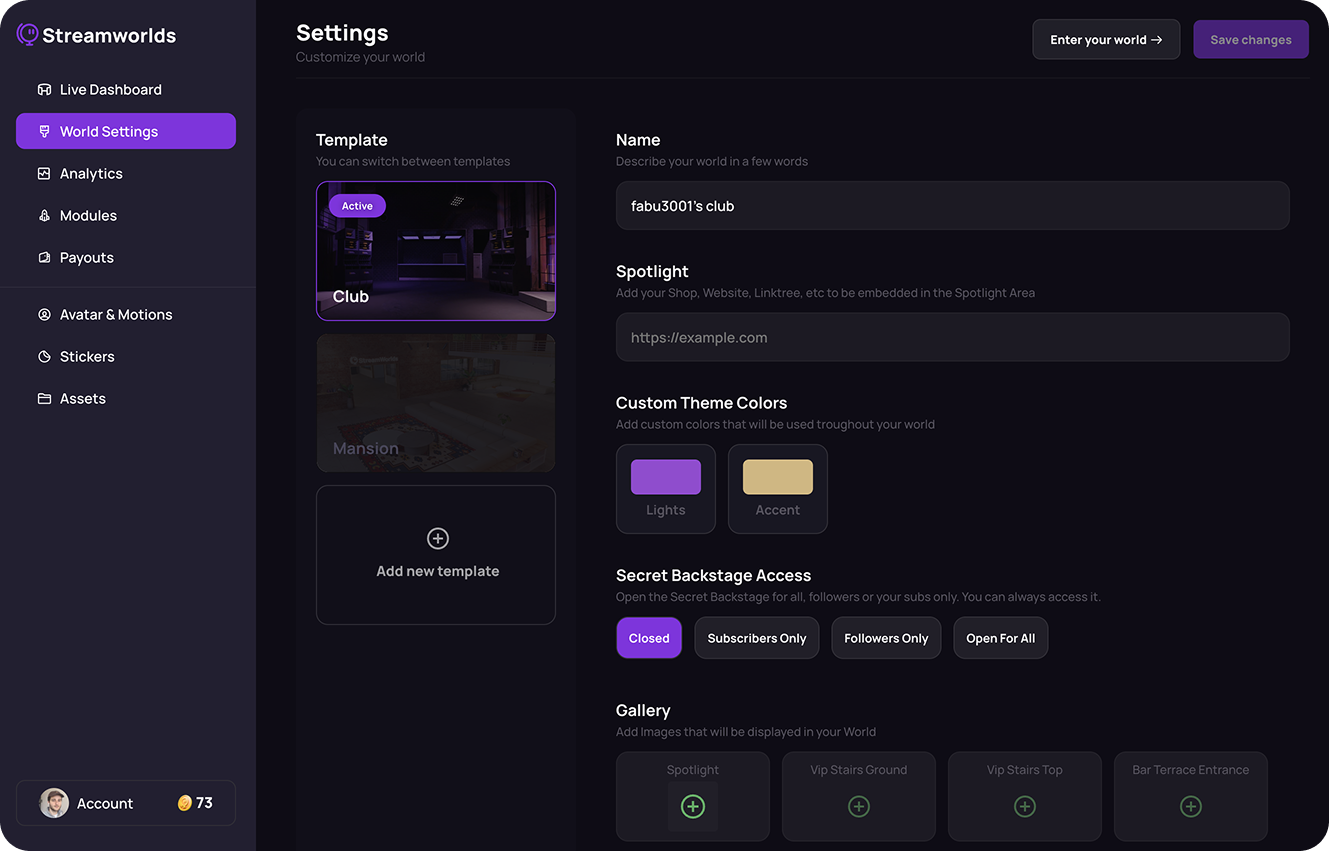 StreamWorlds - Bring your Twitch to Life